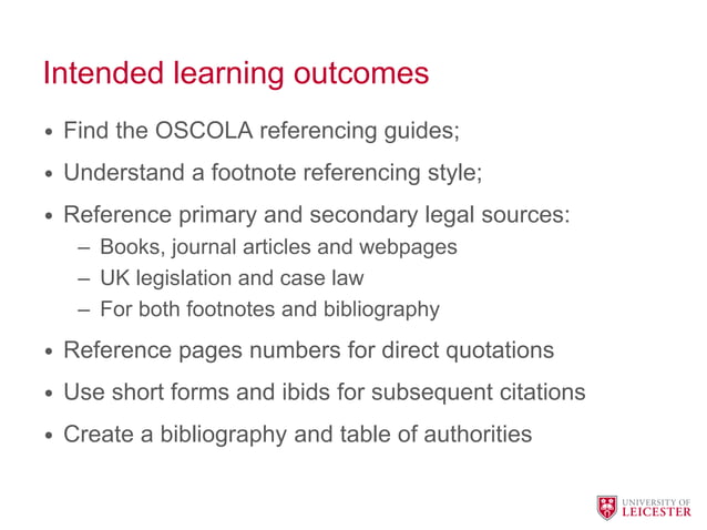 Introduction to OSCOLA referencing 2016 | PPTX