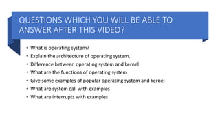 Introduction to operating system, system calls and interrupts | PPTX | Operating Systems ...