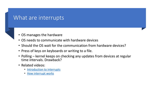 Introduction to operating system, system calls and interrupts | PPTX | Operating Systems ...