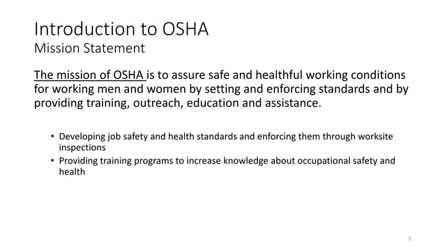 Introduction to OSHA.pptx | Lung and Respiratory Health | Diseases and Conditions