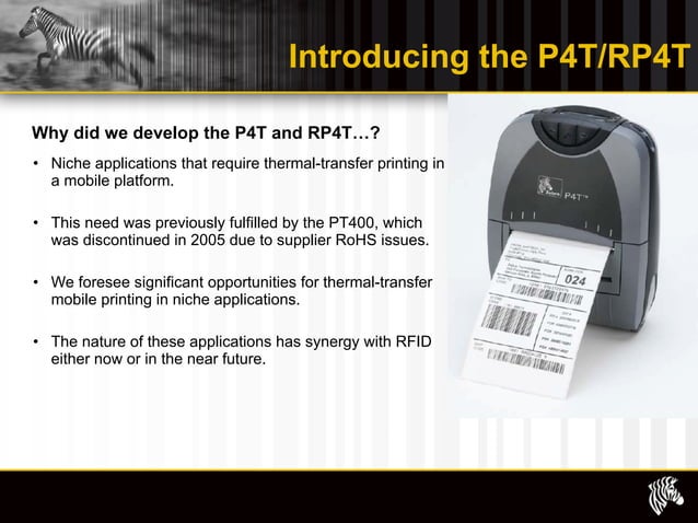 Zebra Mobile Printer P4T RP4T | PPT | Computer Peripherals | Computing