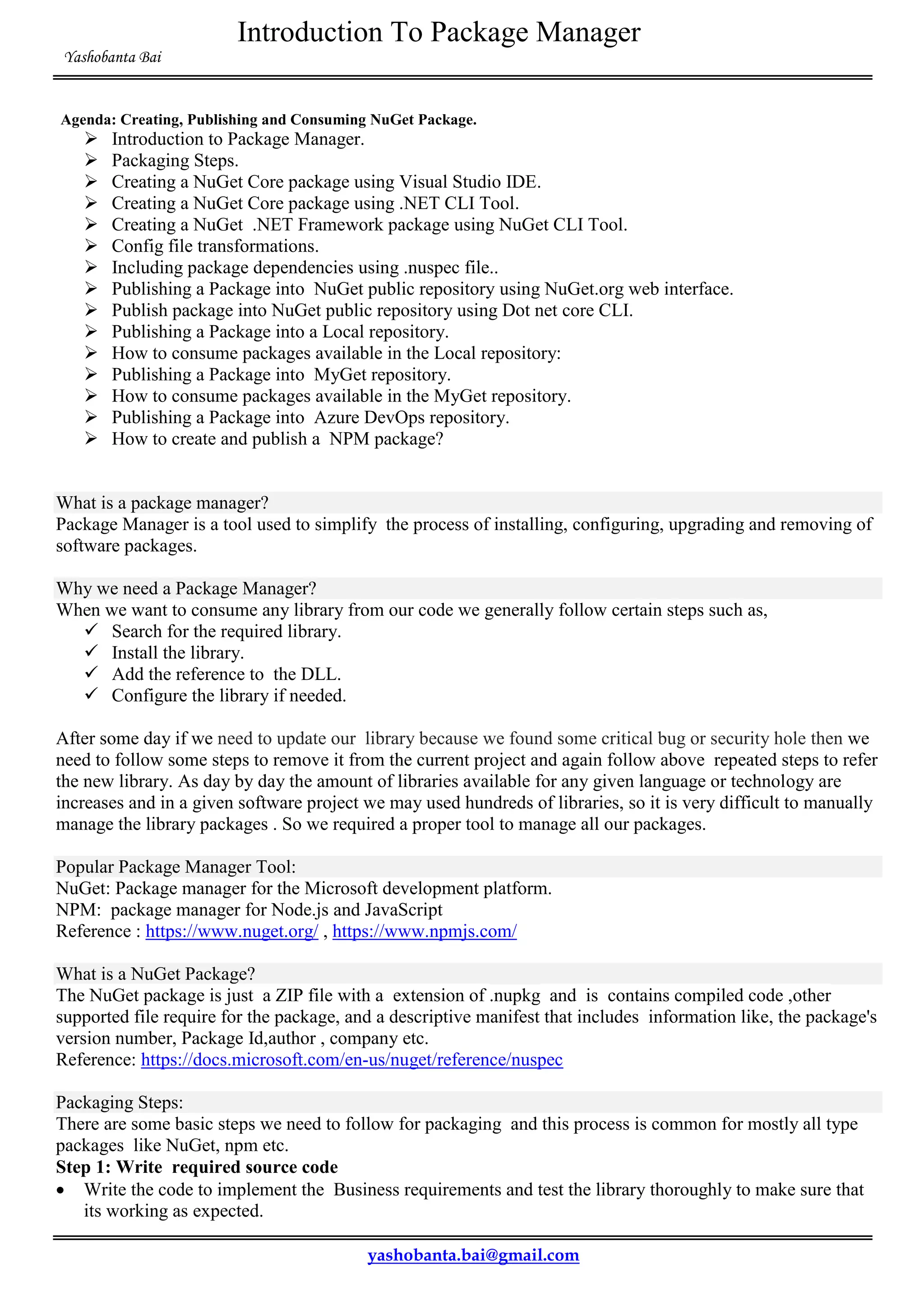 Introduction to package manager | PDF