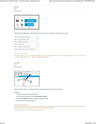 Introduction to packet tracer pt basics quiz attempt review-eva | PDF