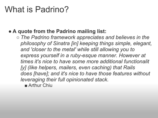 Introduction to padrino | PPT