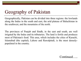 Introduction to Pakistan Information.ppt | Geography | Science