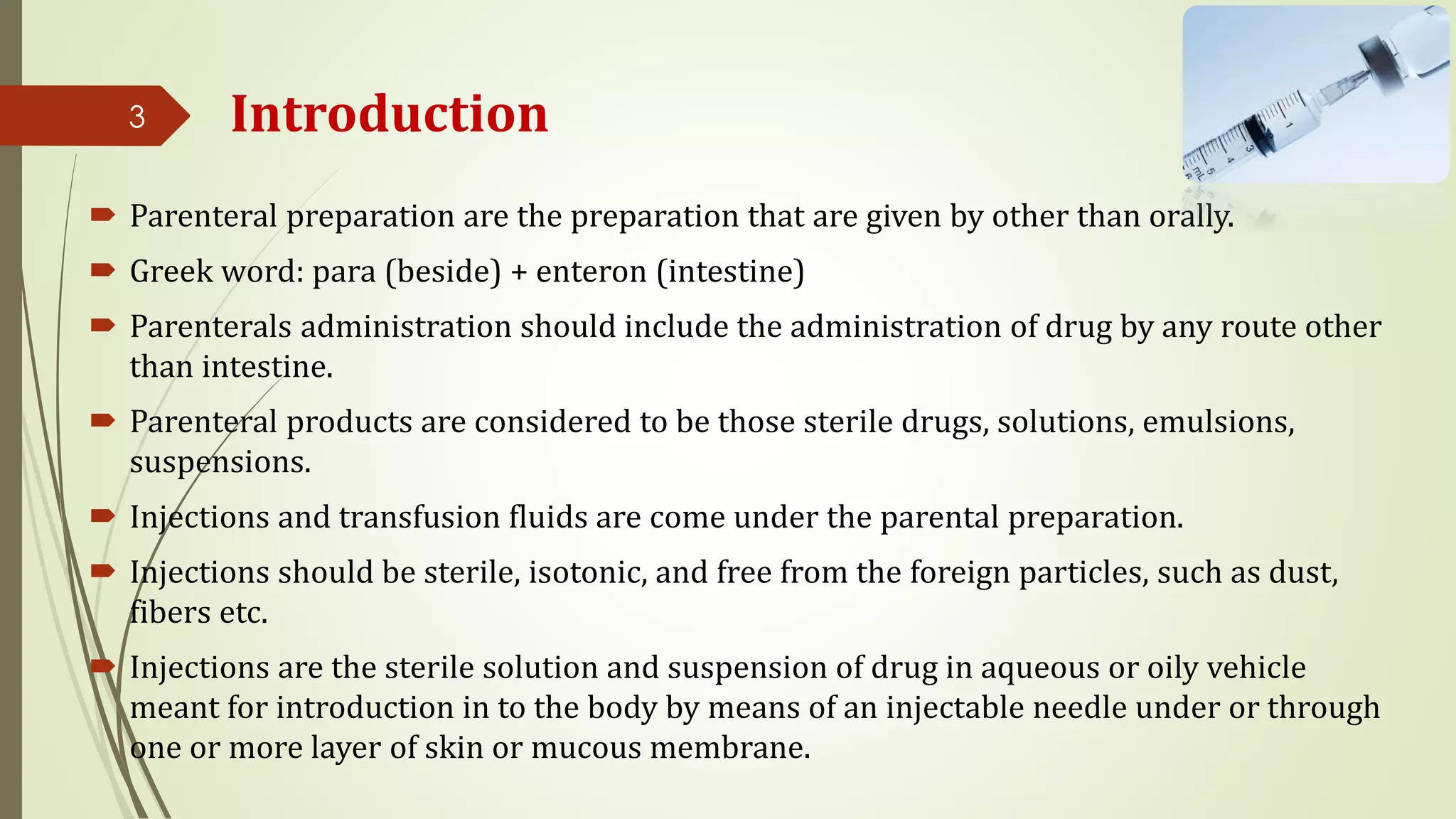 Introduction to parenteral products and routes of administration | PDF