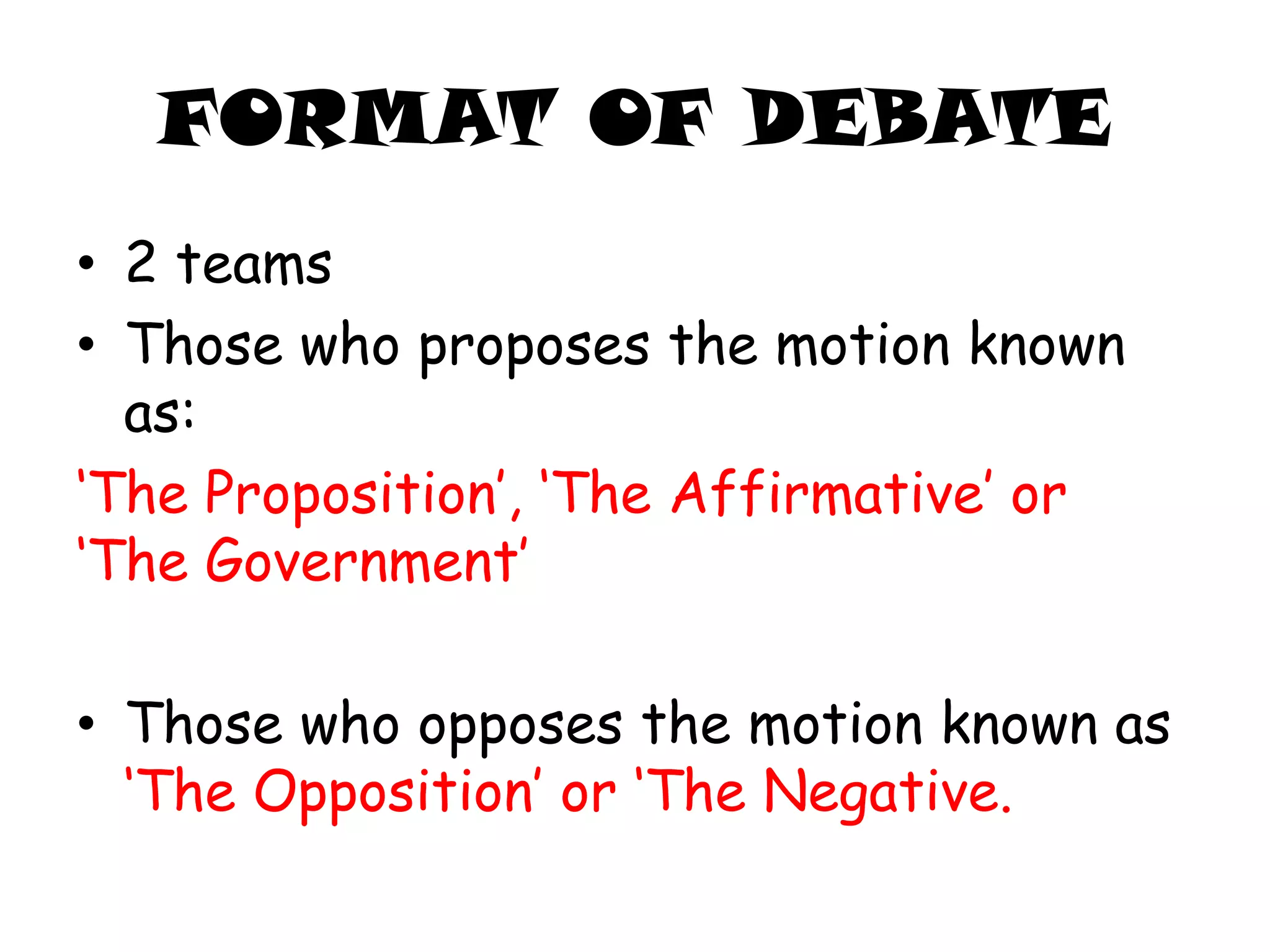 Introduction to parliamentary debate | PPTX