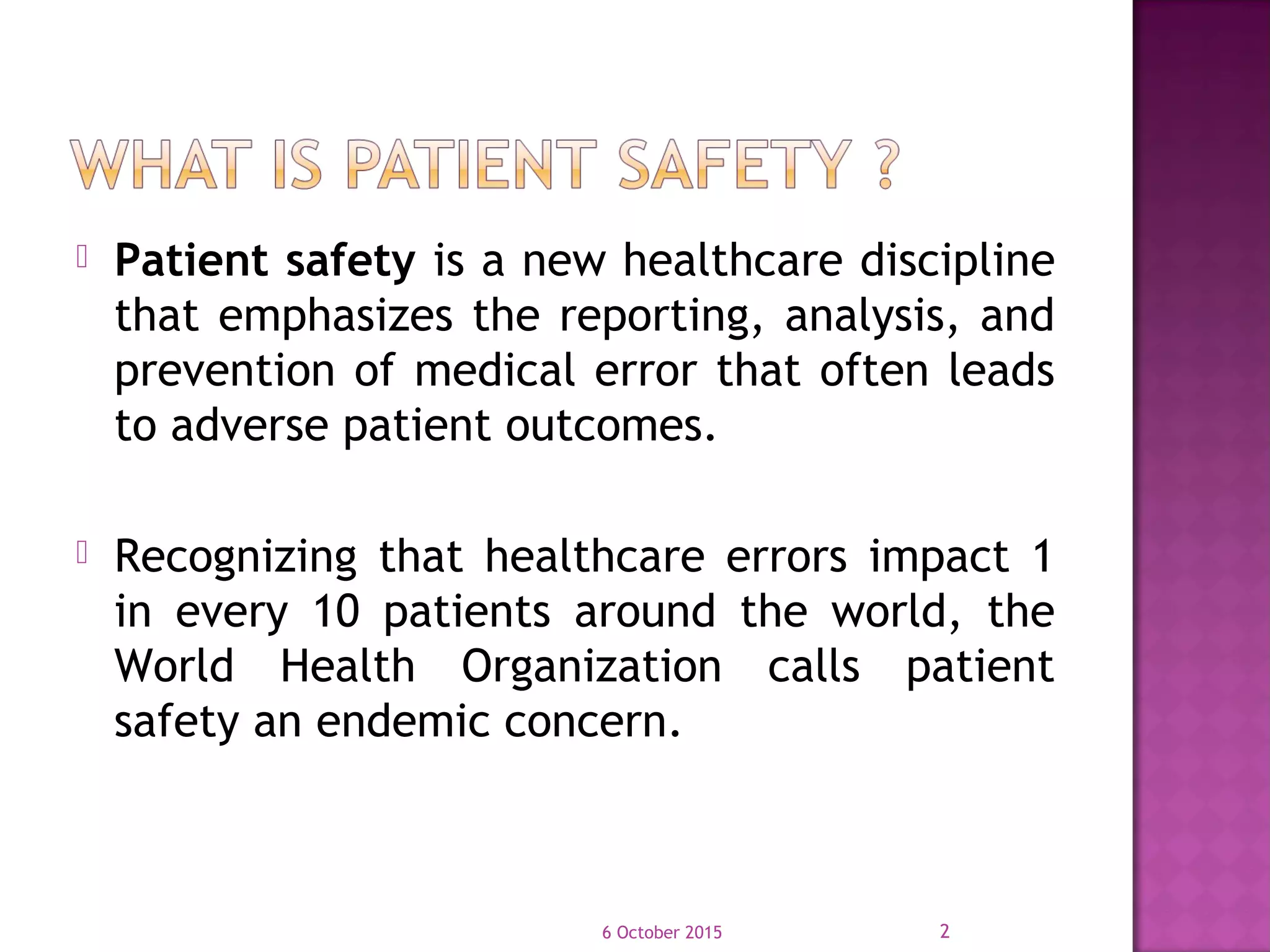 Introduction to patient safety department | PPT