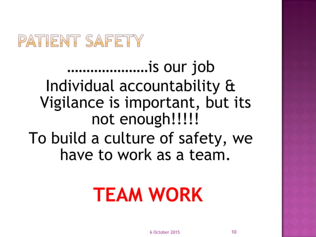 Introduction to patient safety department | PPT