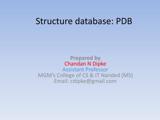Introduction to pdb | PPTX | Databases | Computer Software and Applications