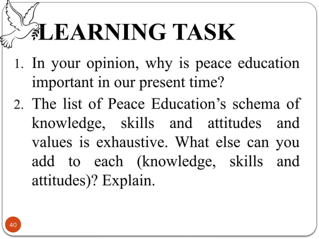 INTRODUCTION TO PEACE EDUCATION.pptx lesson | PPT