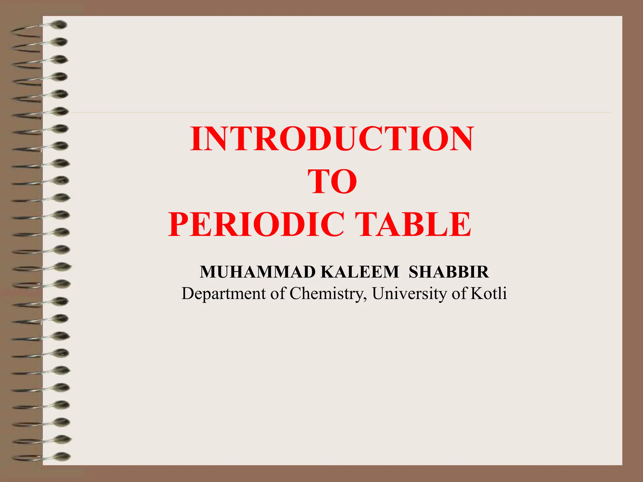 Introduction to Periodic Table pptx | PPTX