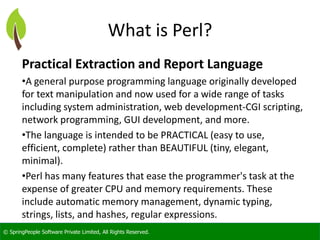 Introduction To Perl - SpringPeople | PPT