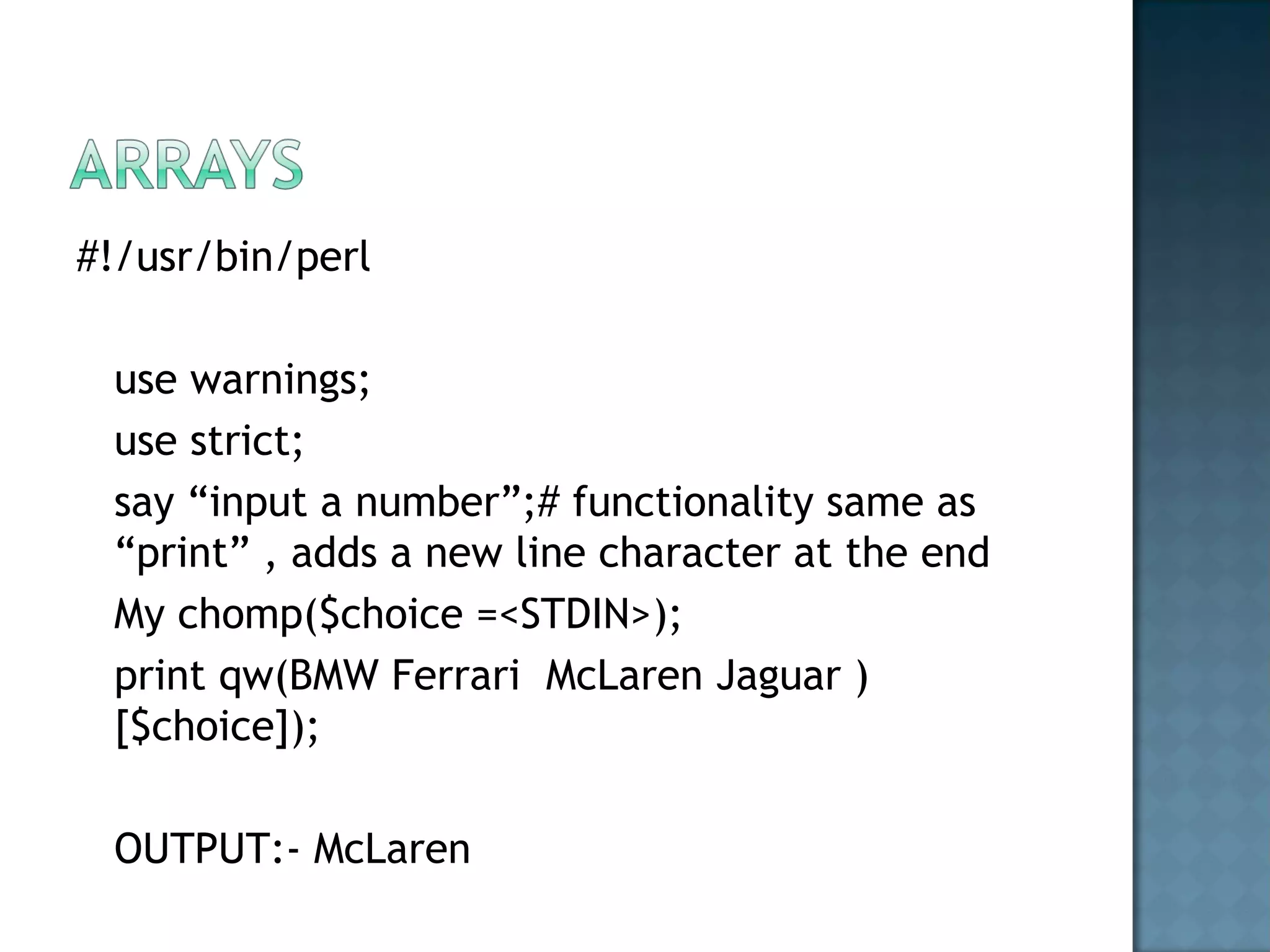 Introduction to perl_control structures | PPT