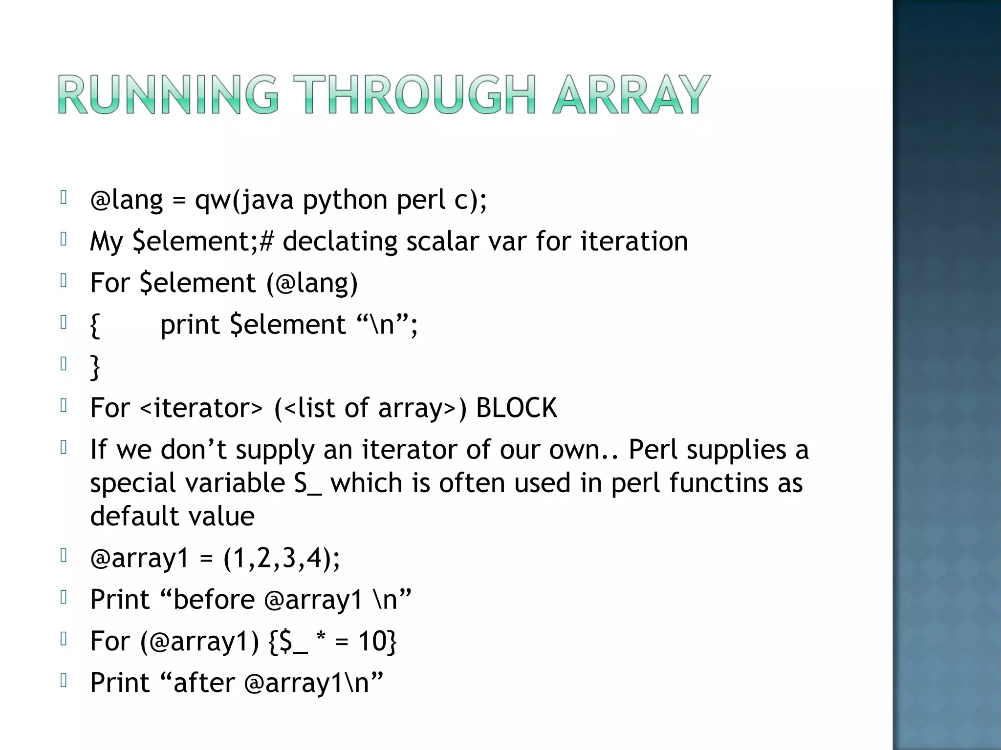 Introduction to perl_control structures | PPT