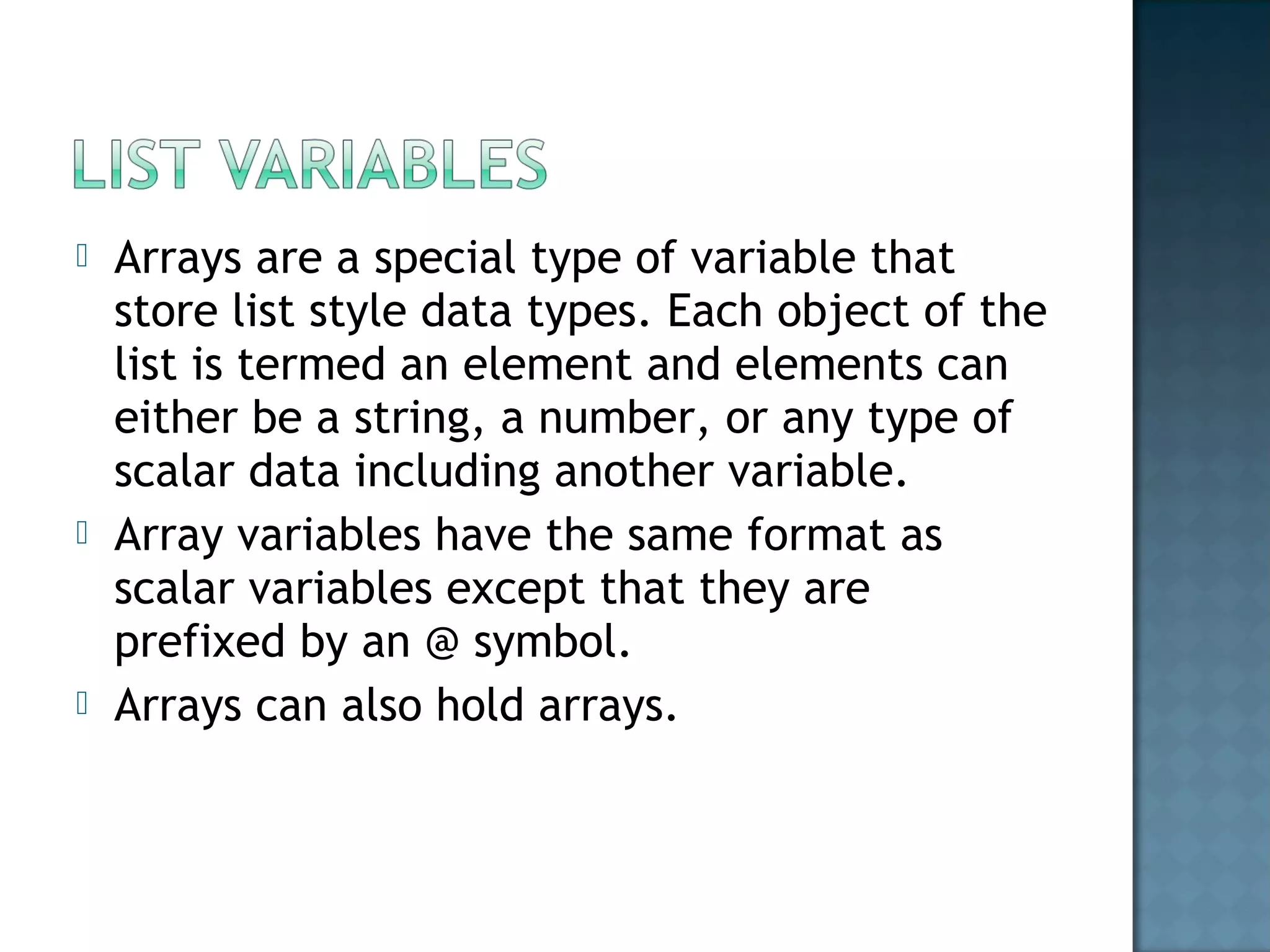 Introduction to perl_control structures | PPT