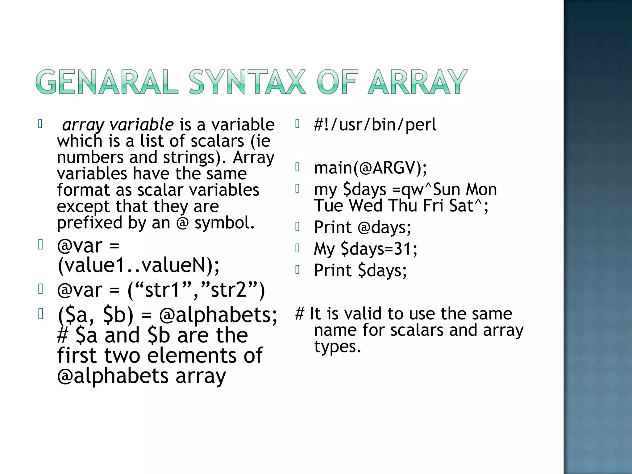 Introduction to perl_control structures | PPT