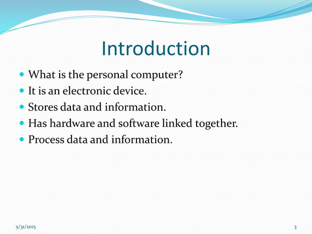 Introduction to personal computer | PPTX | Computer Peripherals | Computing