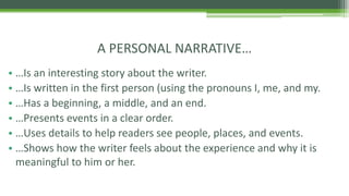 Introduction to personal narrative | PPTX