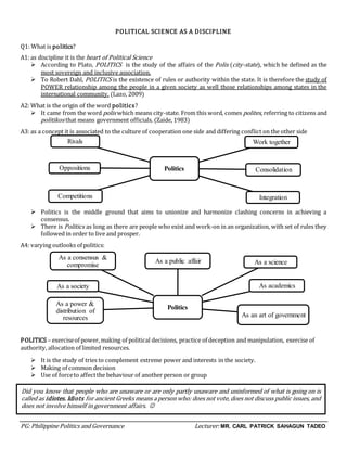 Introduction to Philippine Politics and Governance | DOCX
