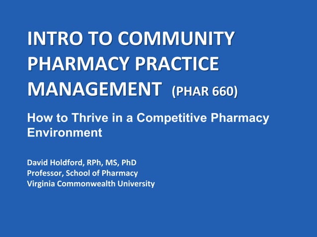 Introduction to Community Pharmacy Practice Management | PPT