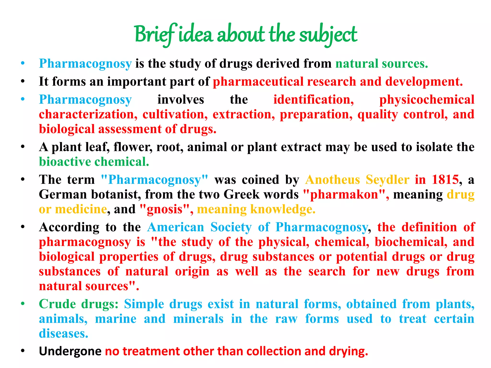 Introduction to pharmacognosy | PPTX