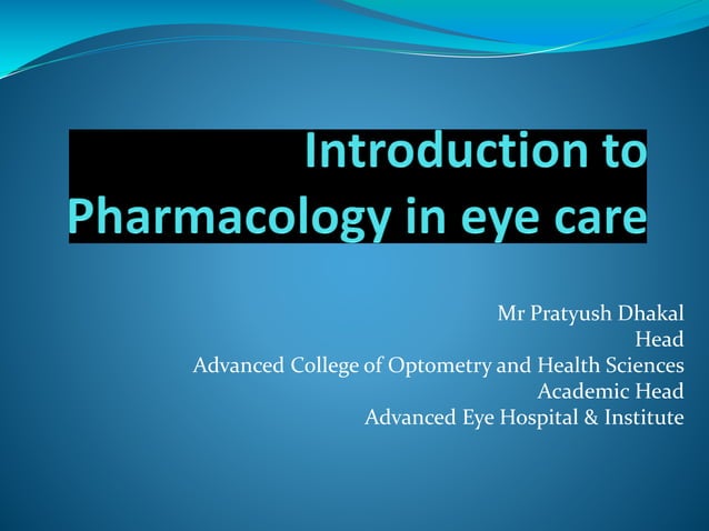 Introduction to pharmacology in eye care | PDF