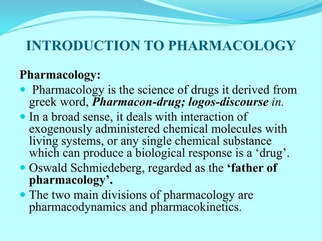 Introduction to pharmacology | PPT