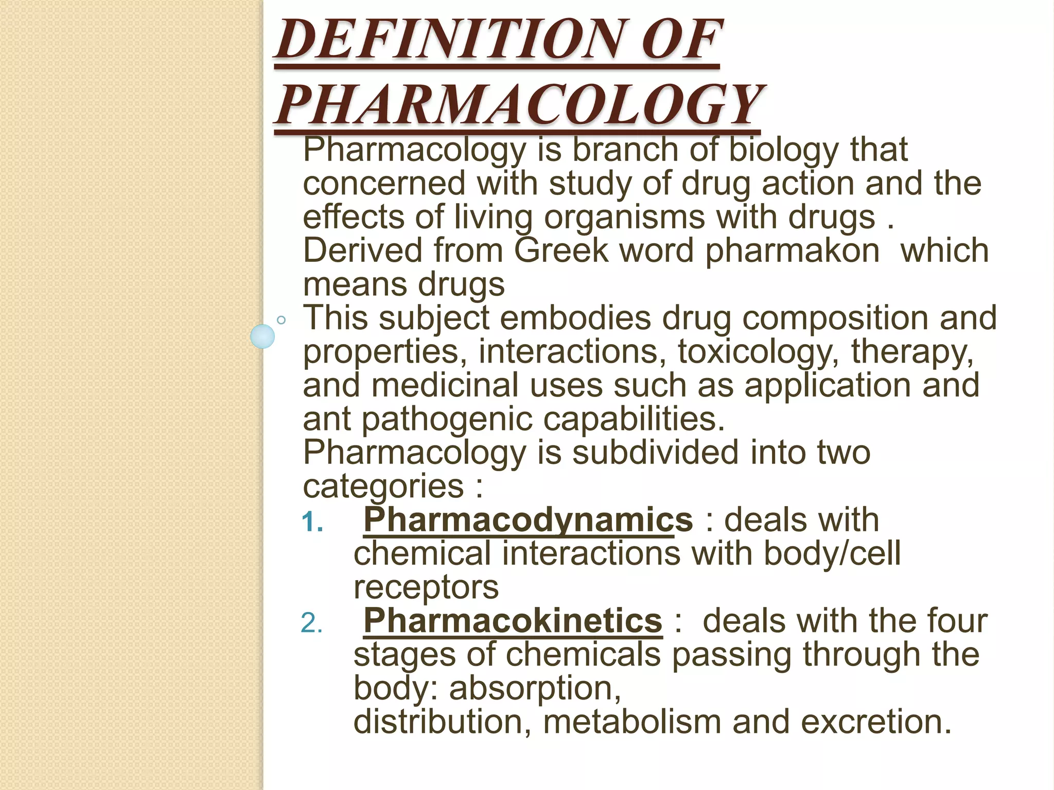 Introduction to pharmacology | PPT