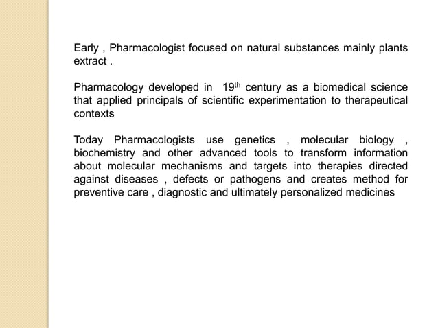 Introduction to pharmacology | PPT