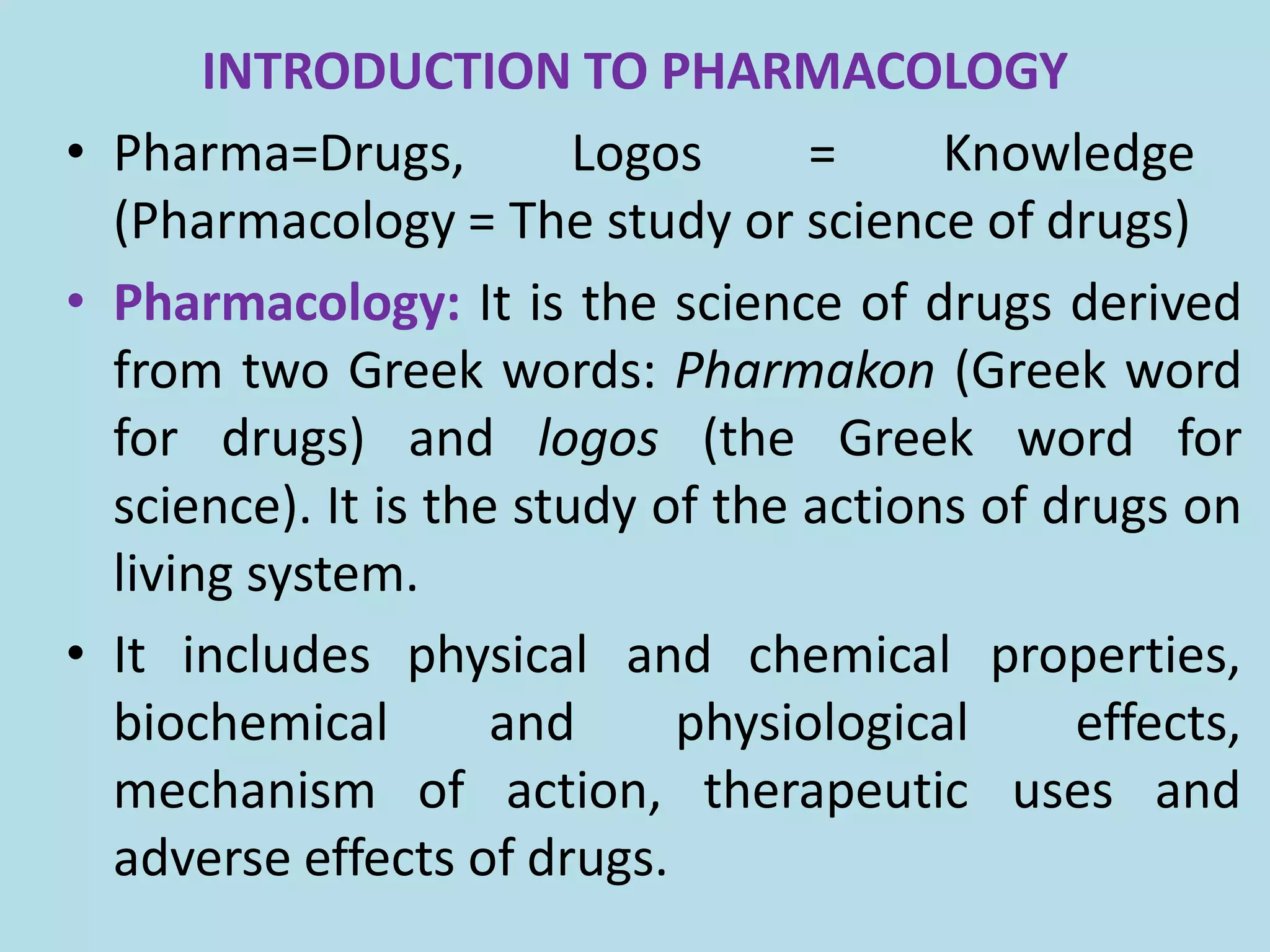Introduction to pharmacology | PPTX