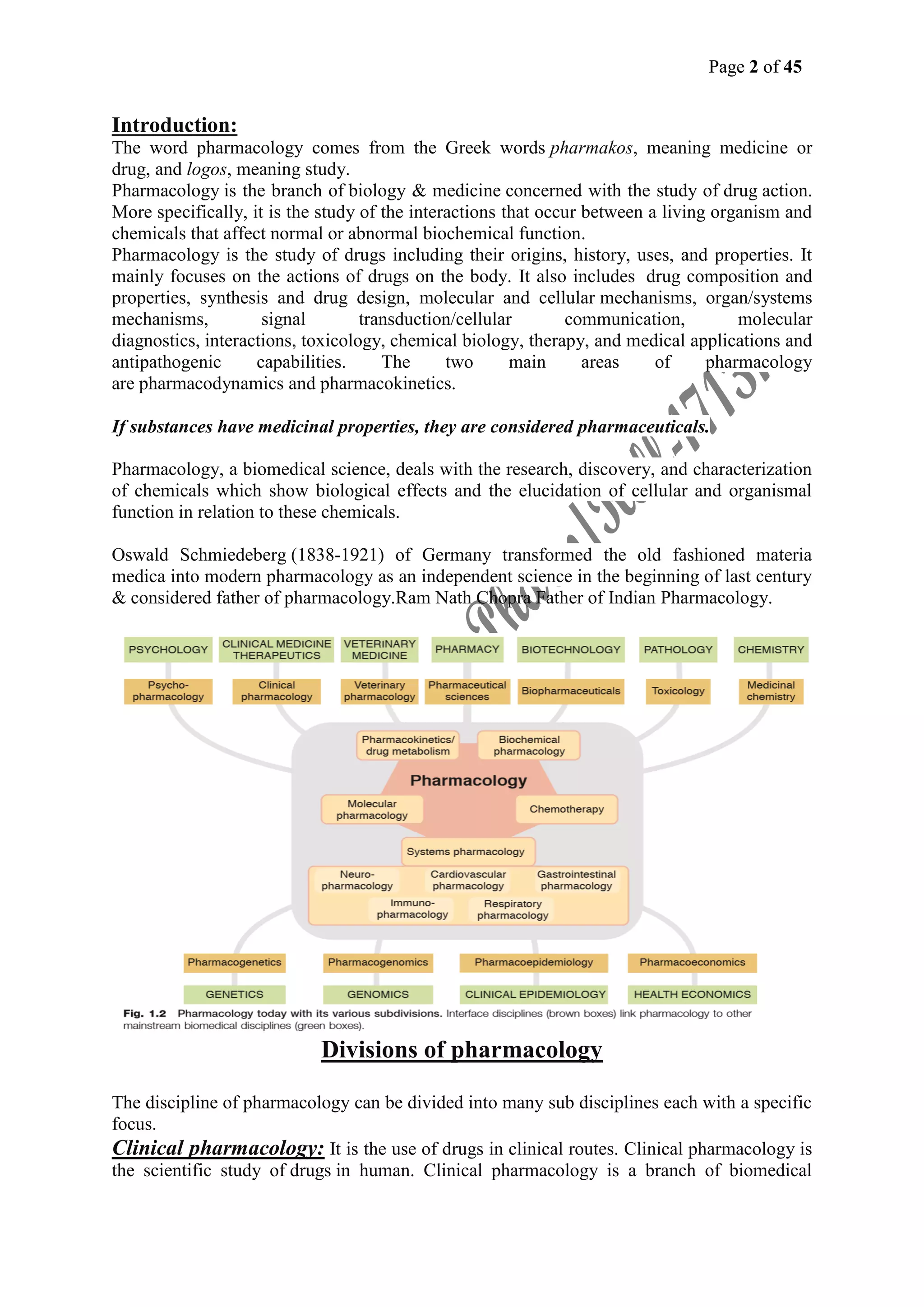 Introduction to pharmacology | PDF