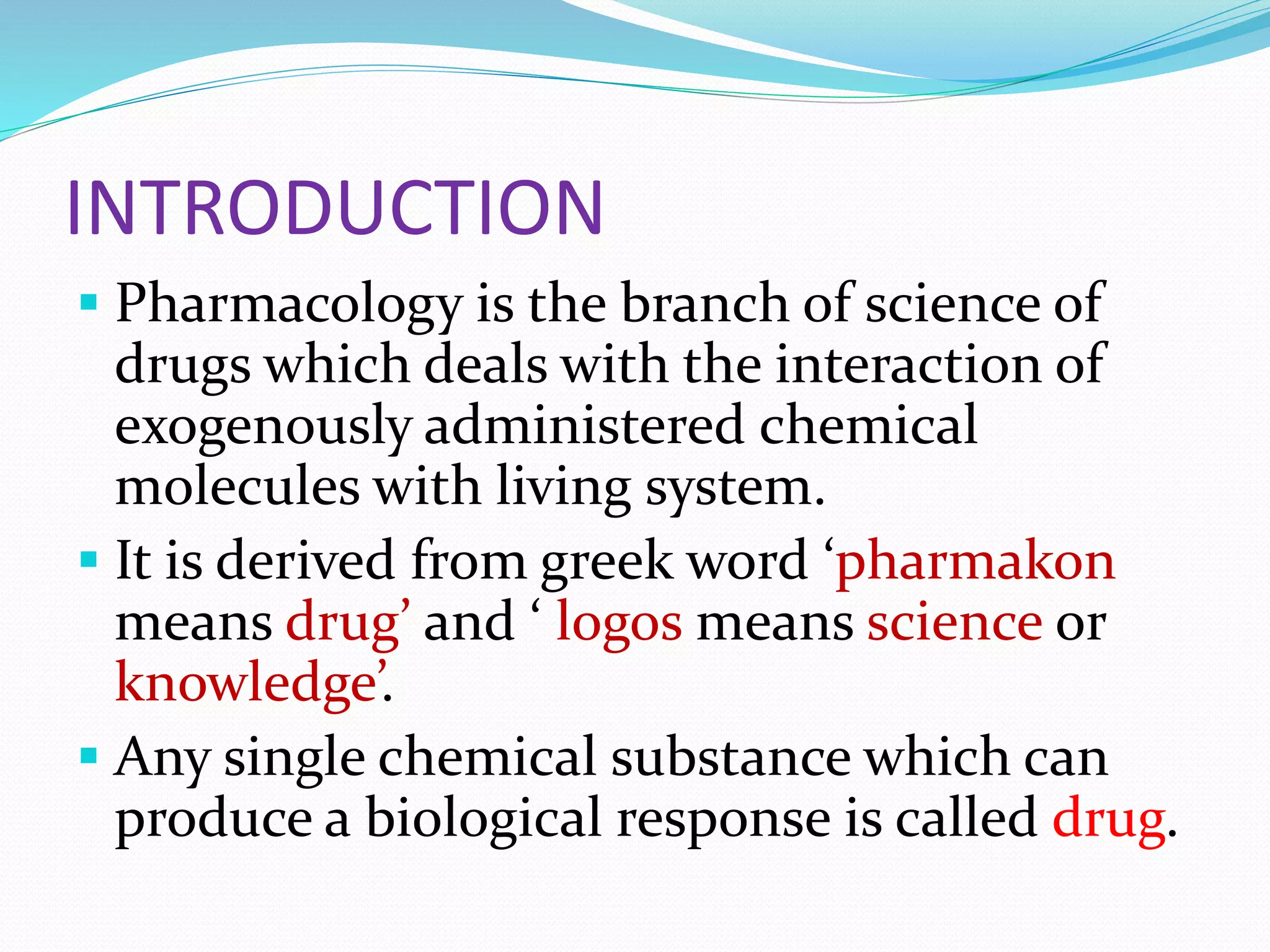 Introduction to pharmacology | PPTX