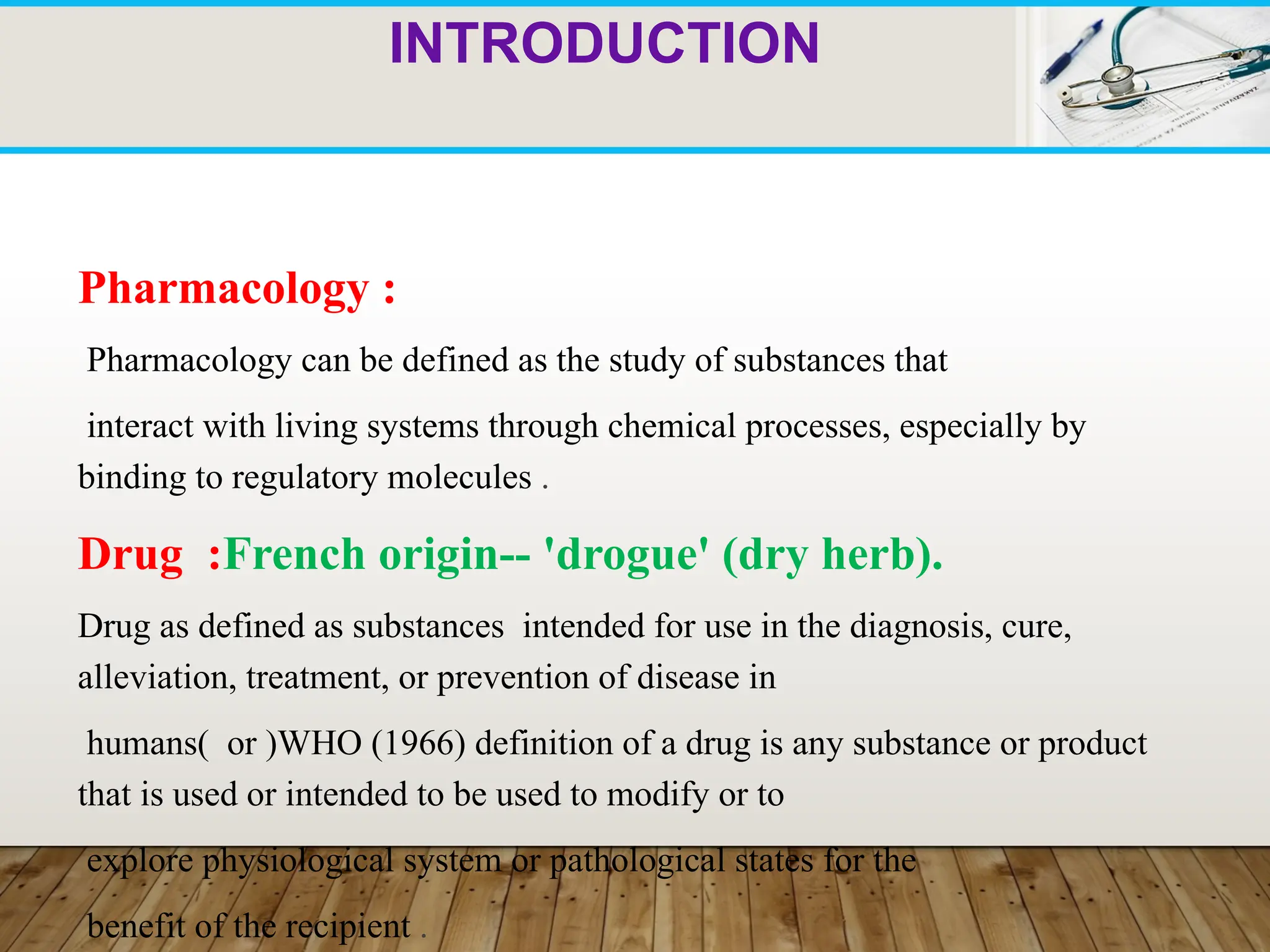 Introduction to Pharmacology dept of pharmacology | PPTX