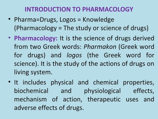 Introduction to pharmacology 1 | PPT | Chemistry | Science