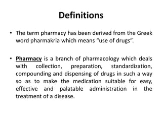 Introduction to pharmacy | PPTX