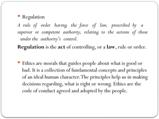 Introduction to Pharmacy Laws and Ethical principles | PPTX