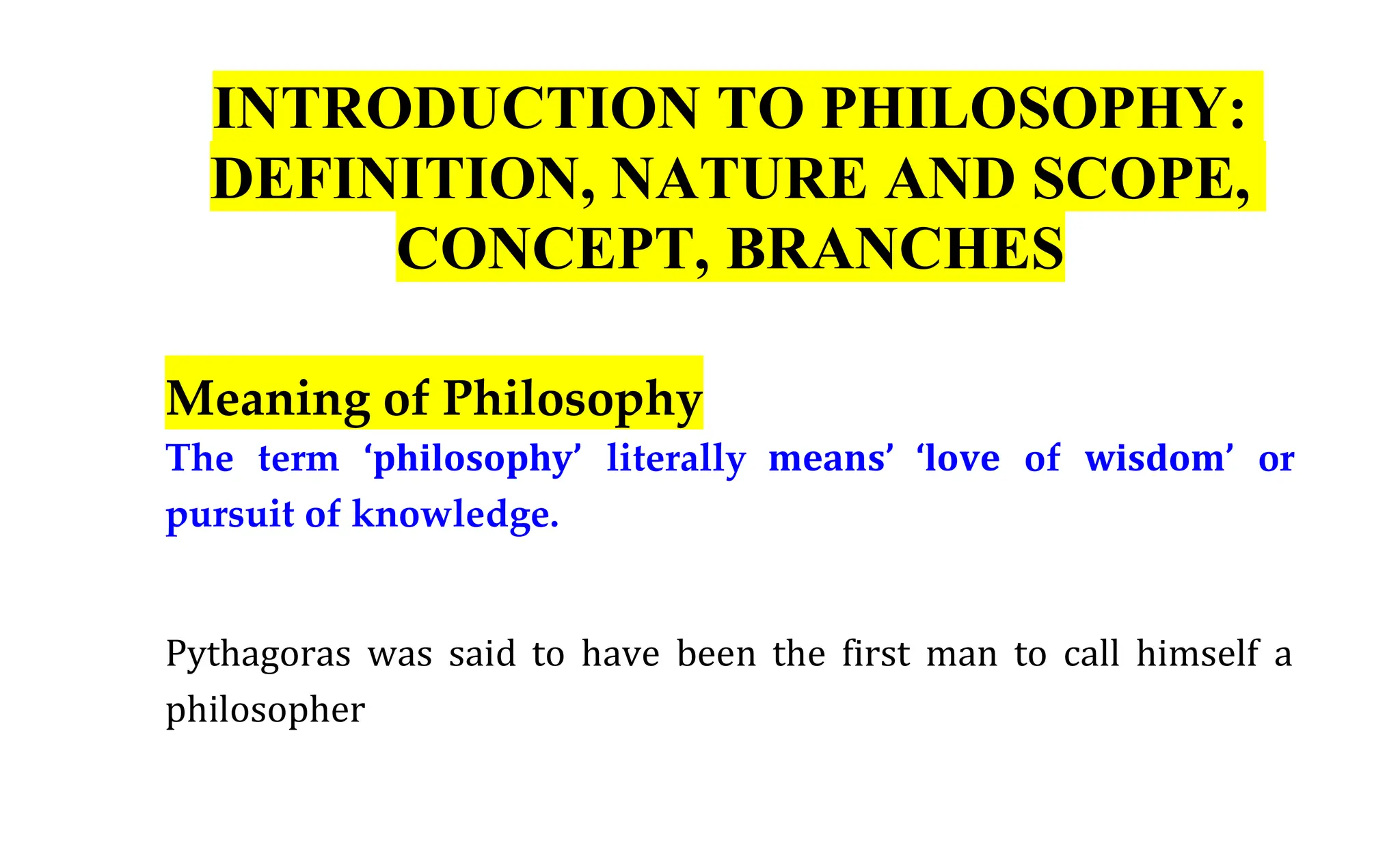 Introduction to philosophy definition, nature and scope, concept ...
