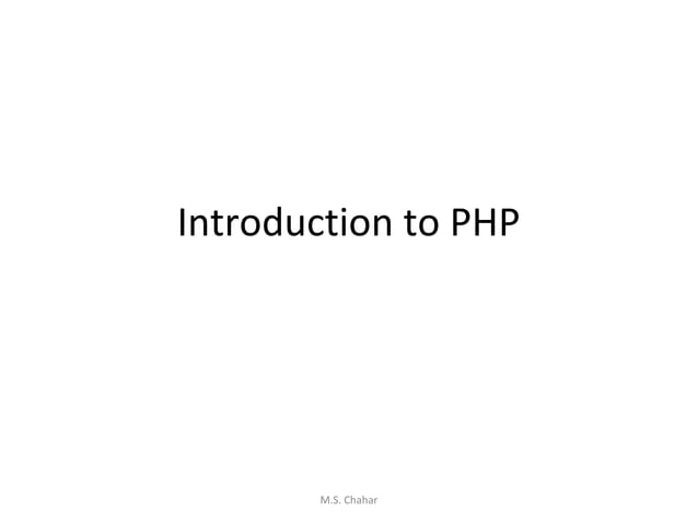 Introduction to php | PPT | Web Development | Internet