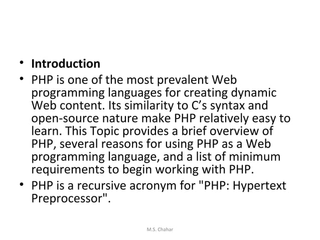 Introduction To Php Ppt