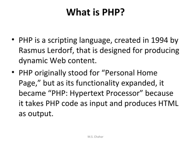 Introduction to php | PPT | Web Development | Internet