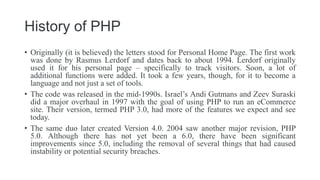 Introduction to PHP.pptx | Web Development | Internet