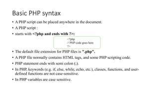 Introduction to PHP.pptx | Web Development | Internet