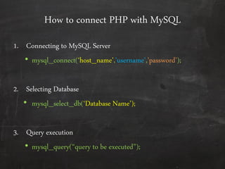 Introduction to php database connectivity | PDF