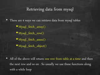 Introduction to php database connectivity | PDF