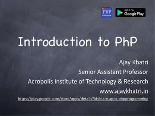 Introduction to PHP Lecture 1 | PPTX | Programming Languages | Computing