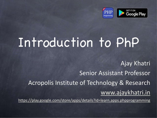 Introduction to PHP Lecture 1 | PPTX | Programming Languages | Computing
