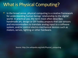 Introduction to Physical Computing Using Arduino | PPTX