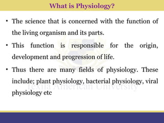 Introduction to medical physiology MBCHB | PPTX