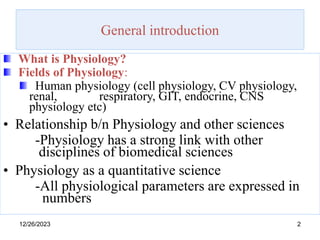 INTRODUCTION TO PHYSIOLOGY For Medical students | PPTX